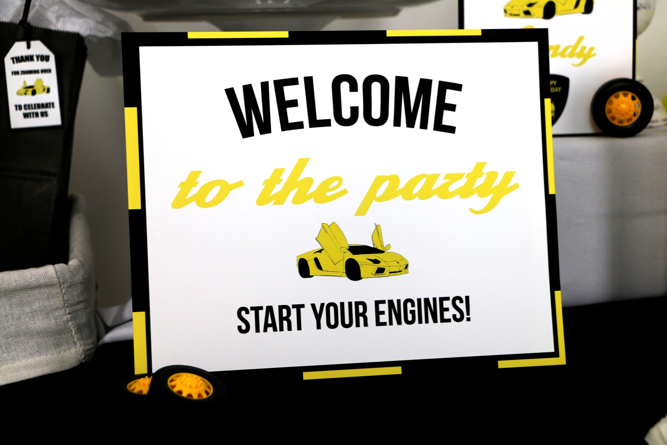 Yellow Luxury Car Party Supplies and Ideas - A Touch of LA